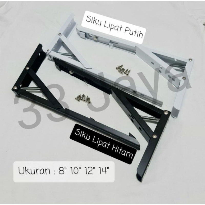Jual Siku Meja Lipat Fold Bracket Hitam Putih 8" 10" 12" 14" per pasang ...