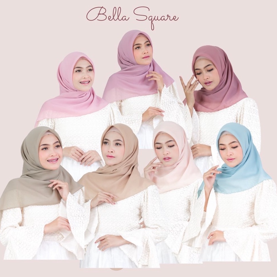 Jual Bella Square Jilbab Segiempat Paris Polos Premium Kerudung Segi Empat Hijab Square ...