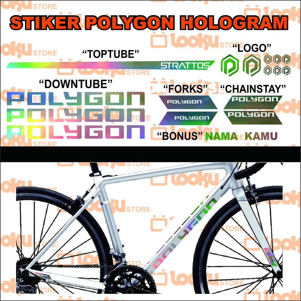 Jual stiker sticker polygon sepeda strattos holograme frame roadbike ...