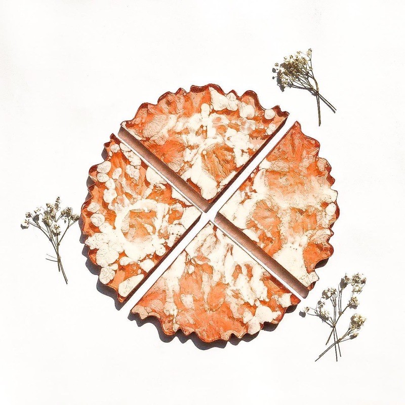 Jual Peach Coral Marble Resin Art Coaster (BACA DESKRIPSI) | Shopee ...
