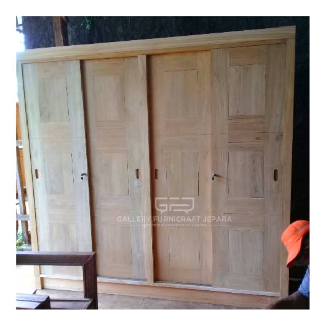 Jual Lemari Minimalis 4 Pintu Sliding Kayu Jati Grade A Melamine Finish | Shopee Indonesia