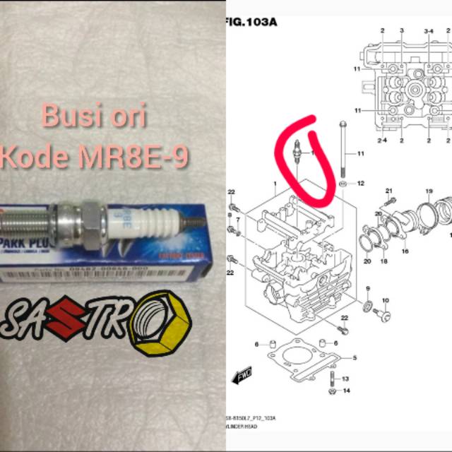 Jual Spark plug busi standar kode MR8E-9 yamaha nmax r15 suzuki satria ...