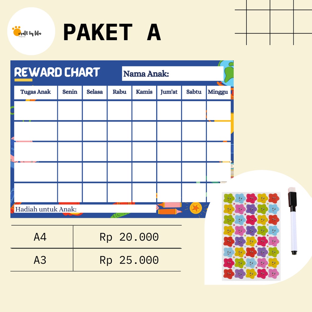 Jual Token Economy Reward Chart Stiker Bintang Edukasi Anak | Shopee ...