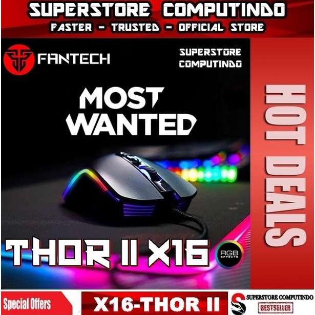 Jual Fantech Thor Ii X16 Macro Rgb Gaming Mouse Pixart | Shopee Indonesia
