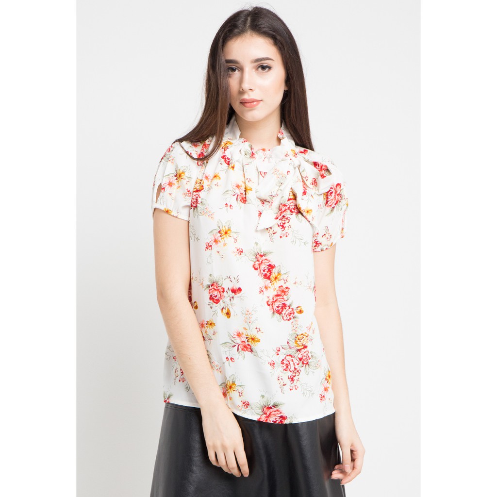 Jual FAME - Blouse Wanita Lengan Pendek Floral Print - 9221475 | Shopee ...