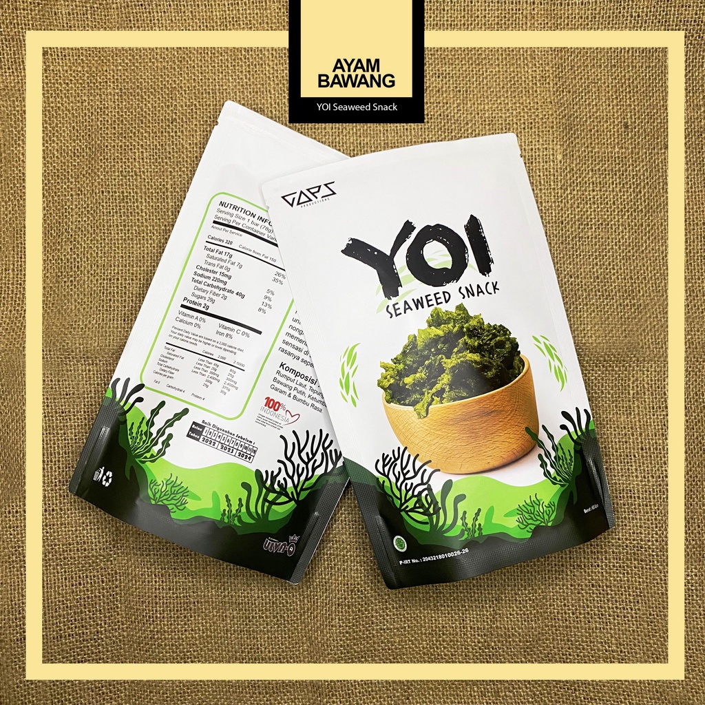 Jual YOI cemilan rumput laut snack seaweed rasa PEDAS | Shopee Indonesia