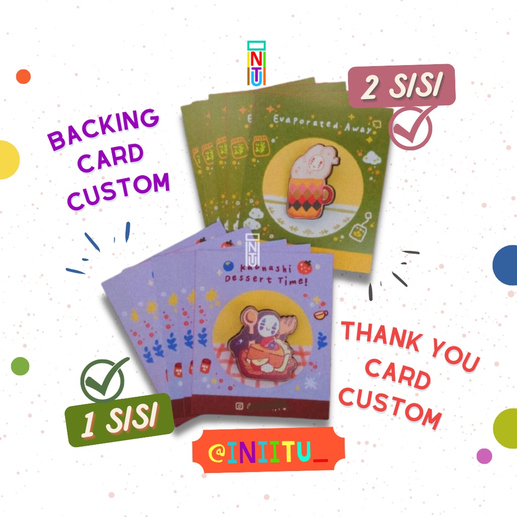 Jual custom backing card 1 atau 2 sisi • Alas Packaging - custom thank ...