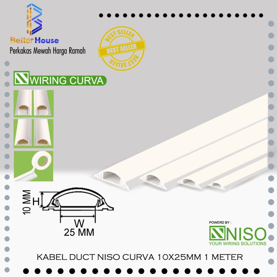 Jual Kabel Ducting Penutup Kabel Listrik Niso Curva 10x25mm | Shopee ...