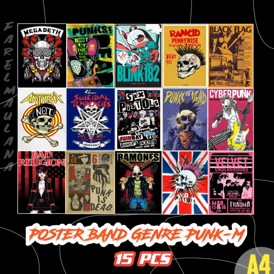 Jual College wall kit poster band punk / poster band punk satu set ...
