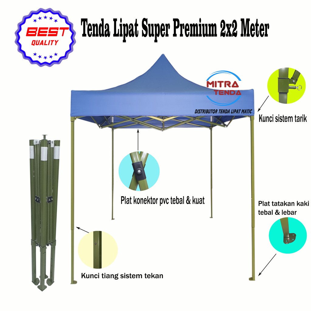 Jual Tenda Lipat Super Premium 2x2 meter Ketebalan Besi 1,4 mm | Shopee ...