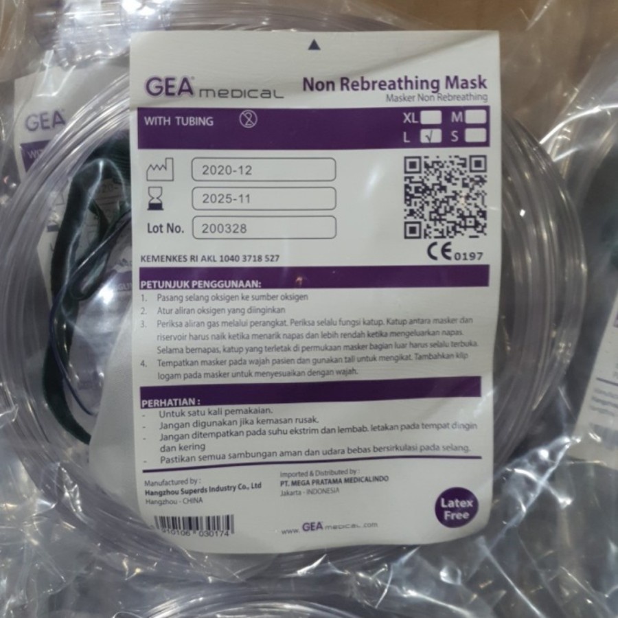 Jual Masker Oksigen Non Rebreathing Gea Original | Shopee Indonesia