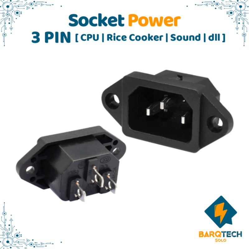 Jual Socket Power 3 Pin | Socket Kabel Komputer, Sound system | Shopee ...