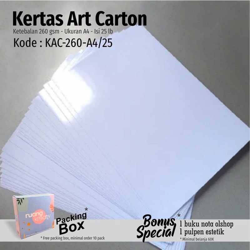 Jual Kertas Art Carton 260 gsm - A4 - 25 lembar | Shopee Indonesia
