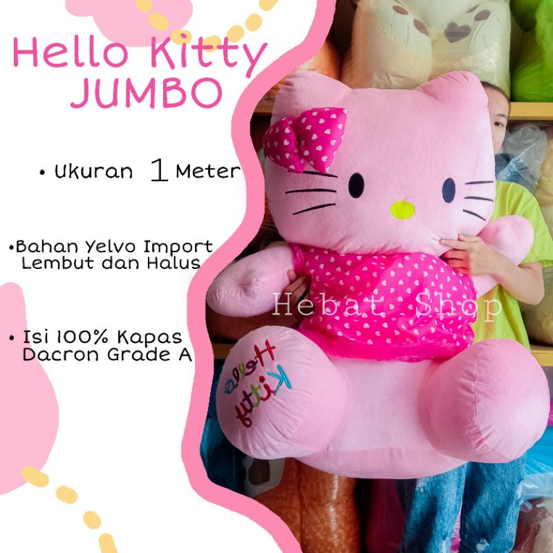 Jual Hello Kitty Jumbo 1 meter/ bonekahellokittybesar/hellokitty/hello kitty besar/boneka jumbo ...