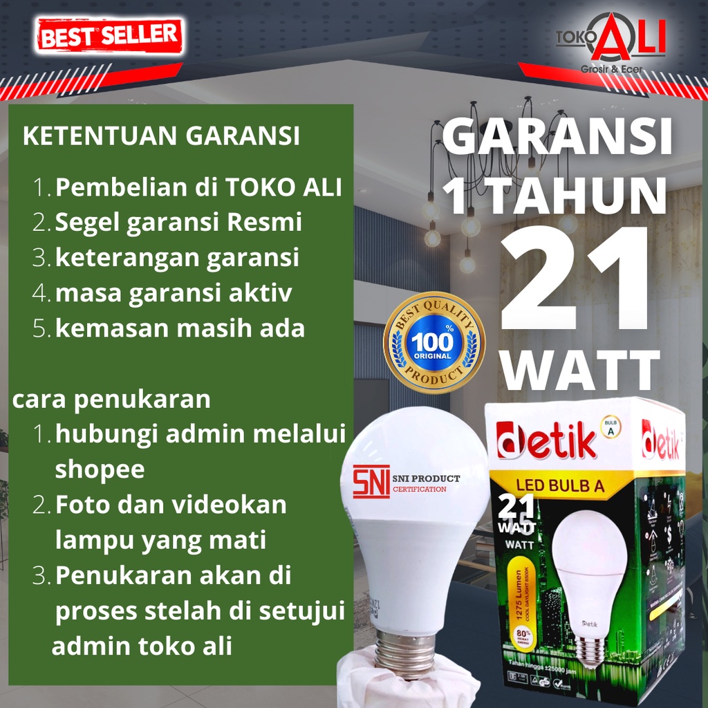 Jual DETIK A BULB Lampu Bohlam Led plafon rumah 20 15 10 5 Watt low voltageSNI cahaya putih ...