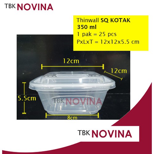 Jual [25pcs] Thinwall Kotak 350ml Square Sq Food Container Box Tempat