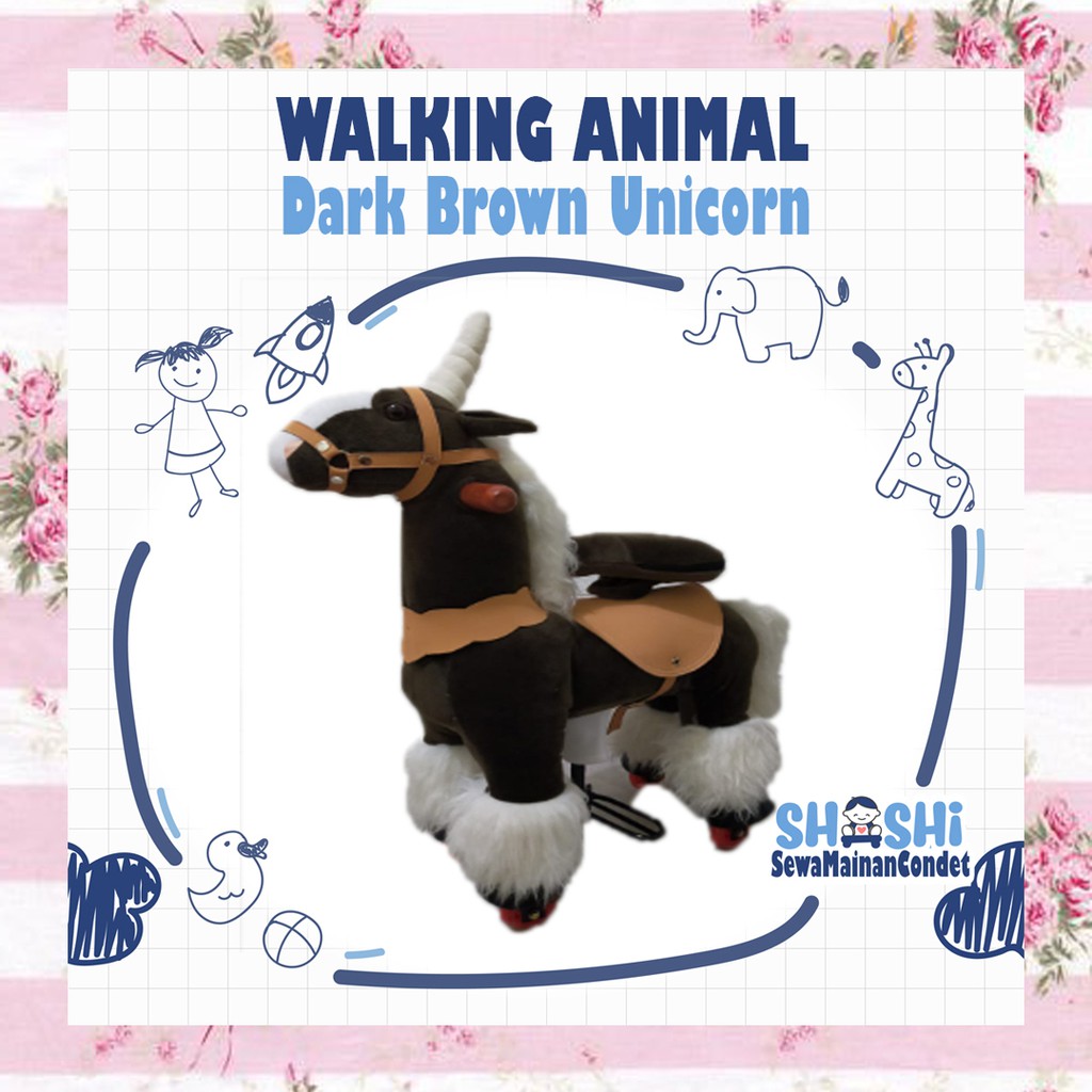 Jual Sewa Walking Animal Dark Brown Unicorn | Shopee Indonesia