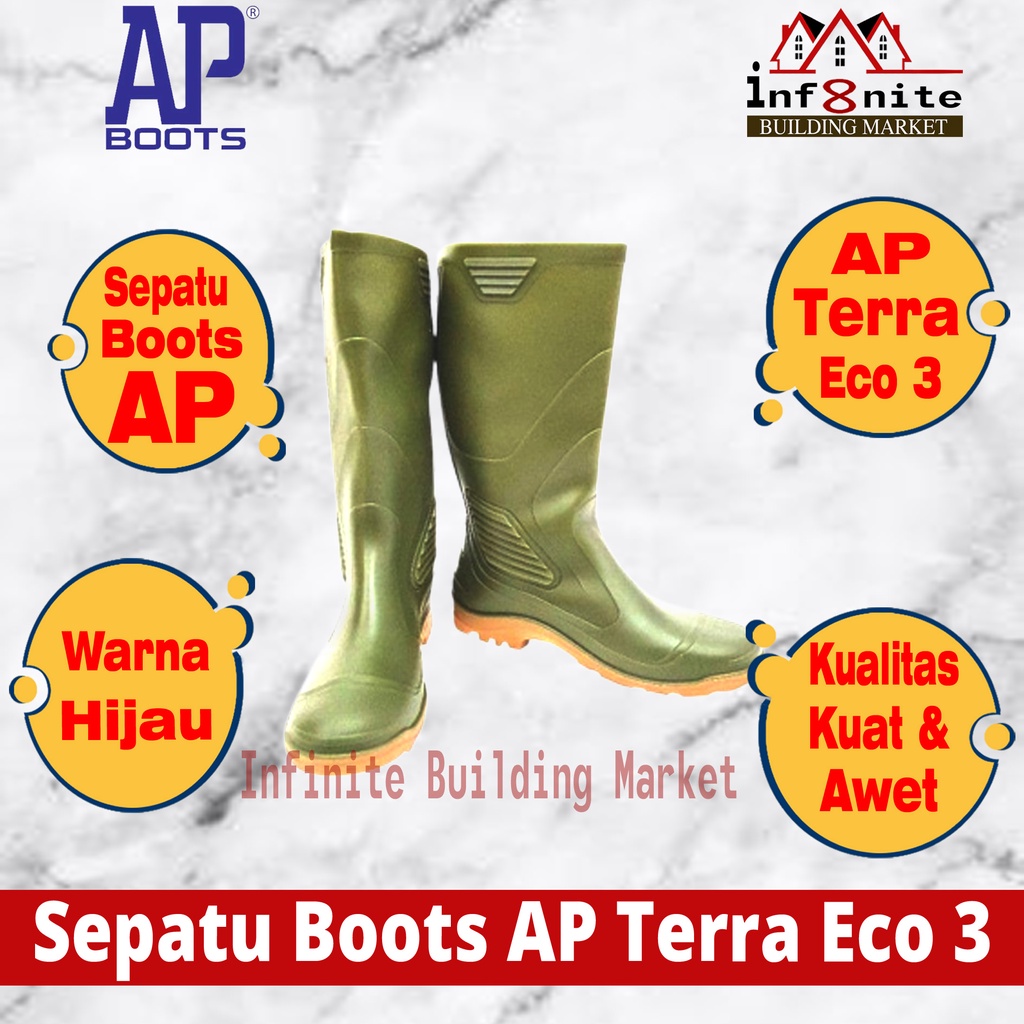 Jual Sepatu Boots AP Terra Eco 3 Karet Panjang Hijau Sepatu Proyek Boot | Shopee Indonesia