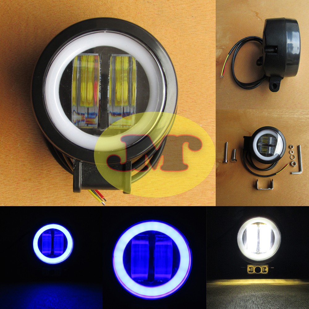 Jual Lampu Fokus Motor Dan Mobil LED CWL 2 Mata Daymaker Bulat Angel ...