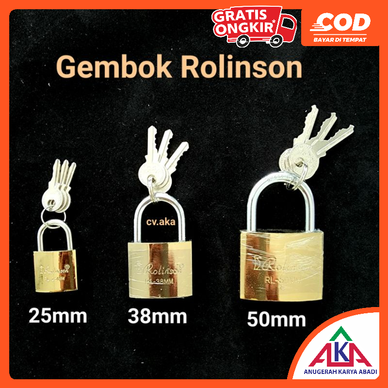 Jual ROLINSON RL-50MM Gembok Kuningan 50mm Hardened Security Pad Lock 3 ...