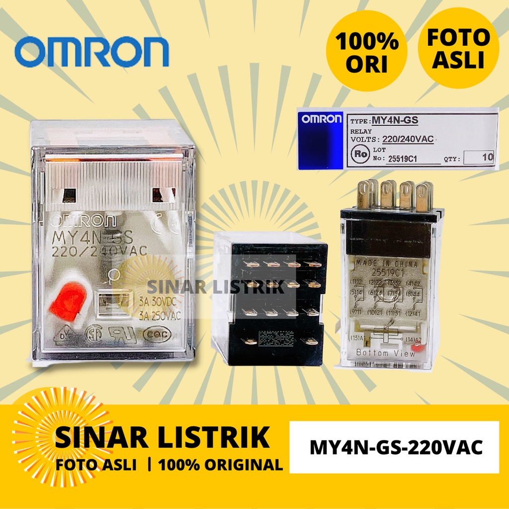 Jual OMRON RELAY MY4N-GS-220VAC MY4N GS 220VAC 14PIN | Shopee Indonesia