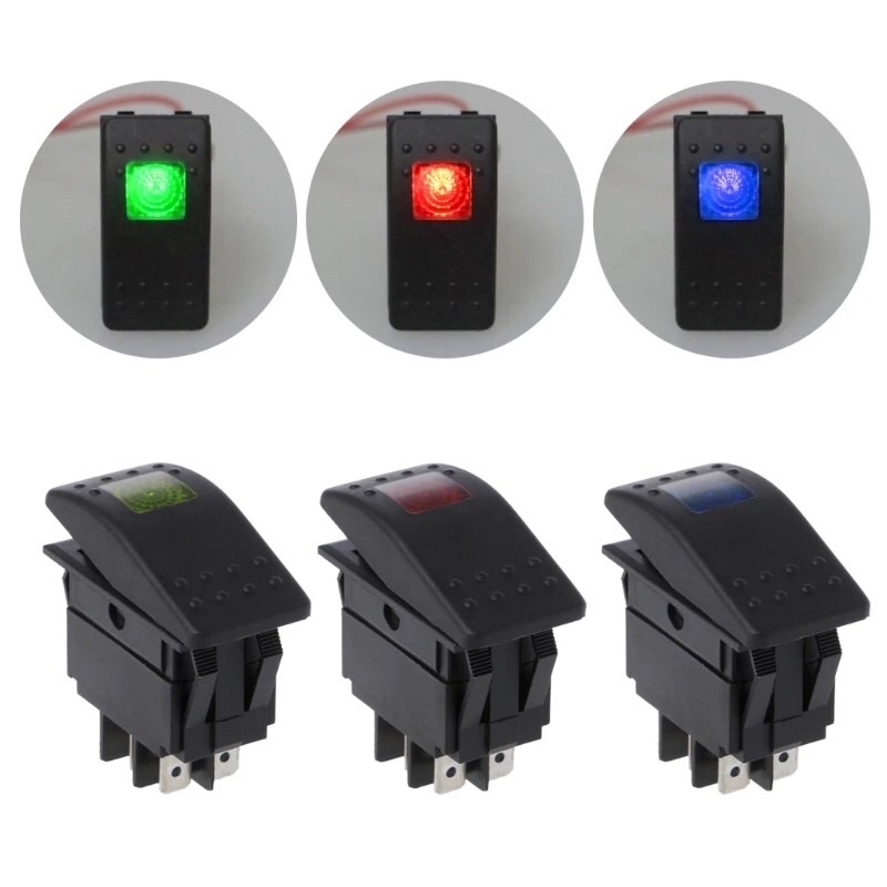 Jual Saklar 12V 20A 4pin Rocker Switch Dash Tahan Air LED Biru Merah ...