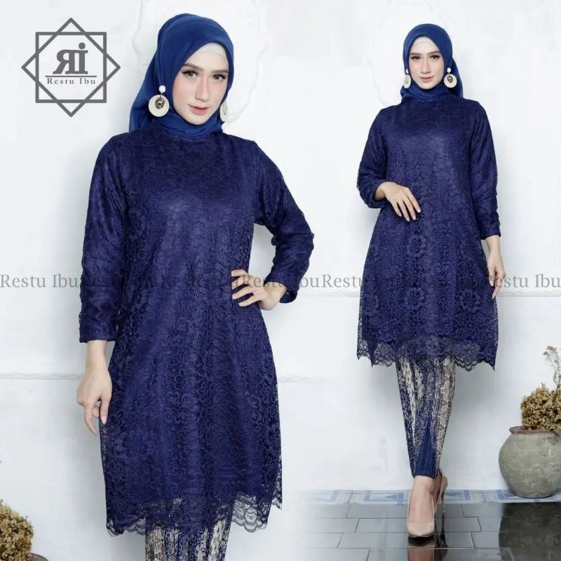 Jual LarisKebaya Setelan Tunik Brokat Tersedia Size Besar LD130 ...
