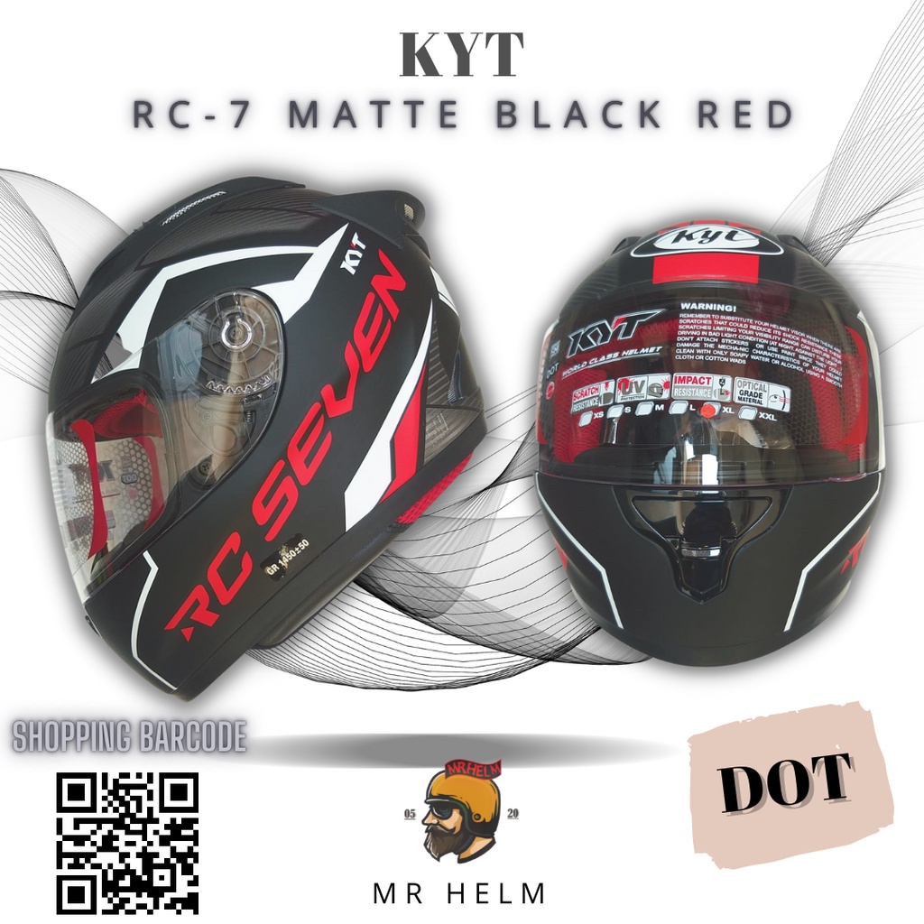 Jual HELM KYT RC7 / SEVEN FULLFACE BLACK MATTE RED ( MR HELM ) | Shopee ...