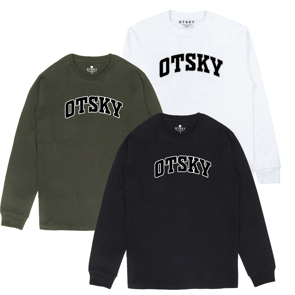 Jual Otsky Kaos Pria Lengan Panjang Basic Font Cotton Combed 24s (2O1 ...