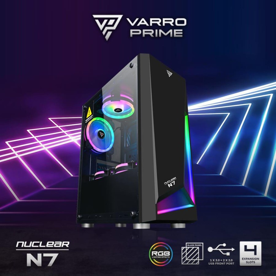 Jual CASING KOMPUTER GAMING PC CASE VARRO PRIME NUCLEAR N7 TEMPERED ...