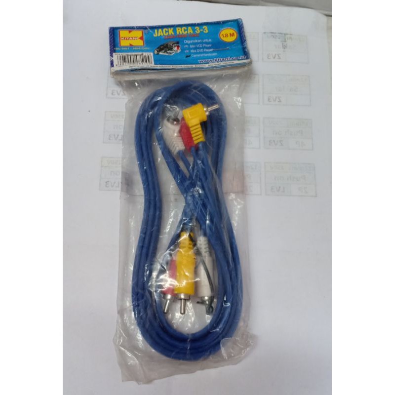 Jual KABEL RCA 3 TO 3 MALE 1,8 METER MEREK KITANI CABLE RCA | Shopee ...