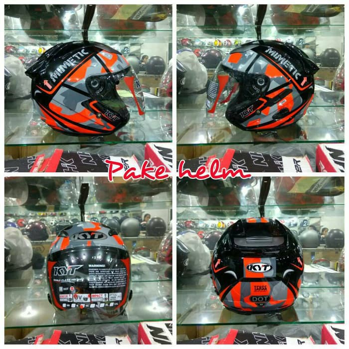 Jual HELM KYT HALF FACE HELM KYT GALAXY #4 BK RD FL | Shopee Indonesia