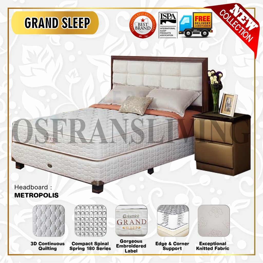 Jual Guhdo Springbed Grand Sleep - Fullset Metropolis Style - SPRING BED SET | Shopee Indonesia
