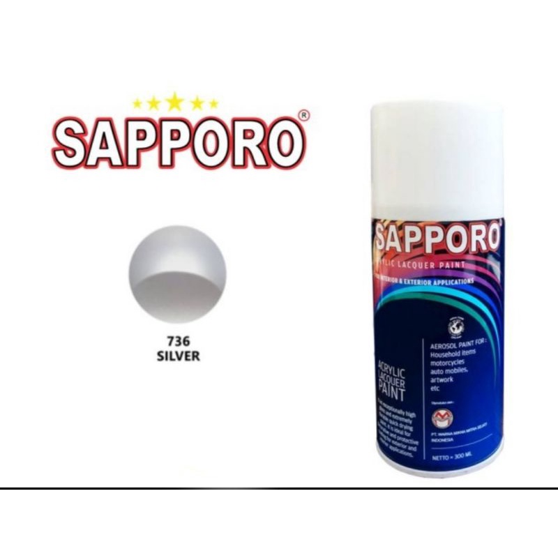 Jual SAPPORO 736 SILVER GLOSS CAT DASAR SEMPROT SPRAY PAINT WARNA ...