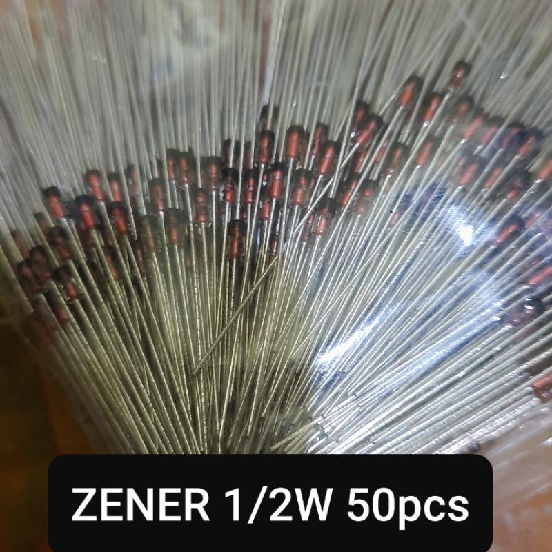 Jual 50buah DIODA ZENER 1/2W 2V2 2V7 3V 3V3 4V7 5V1 5V6 6V2 6V8 7V5 8V2 ...