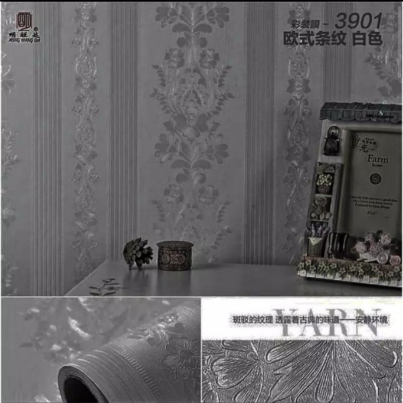 Jual wallpaper stiker dinding motif abu abu tekstur batik mewah ...