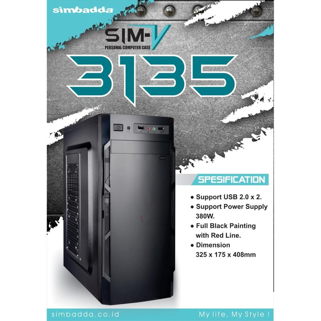 Jual Casing PC Simbadda Sim V 3135 - Full Black Design Casing SIMBADDA ...