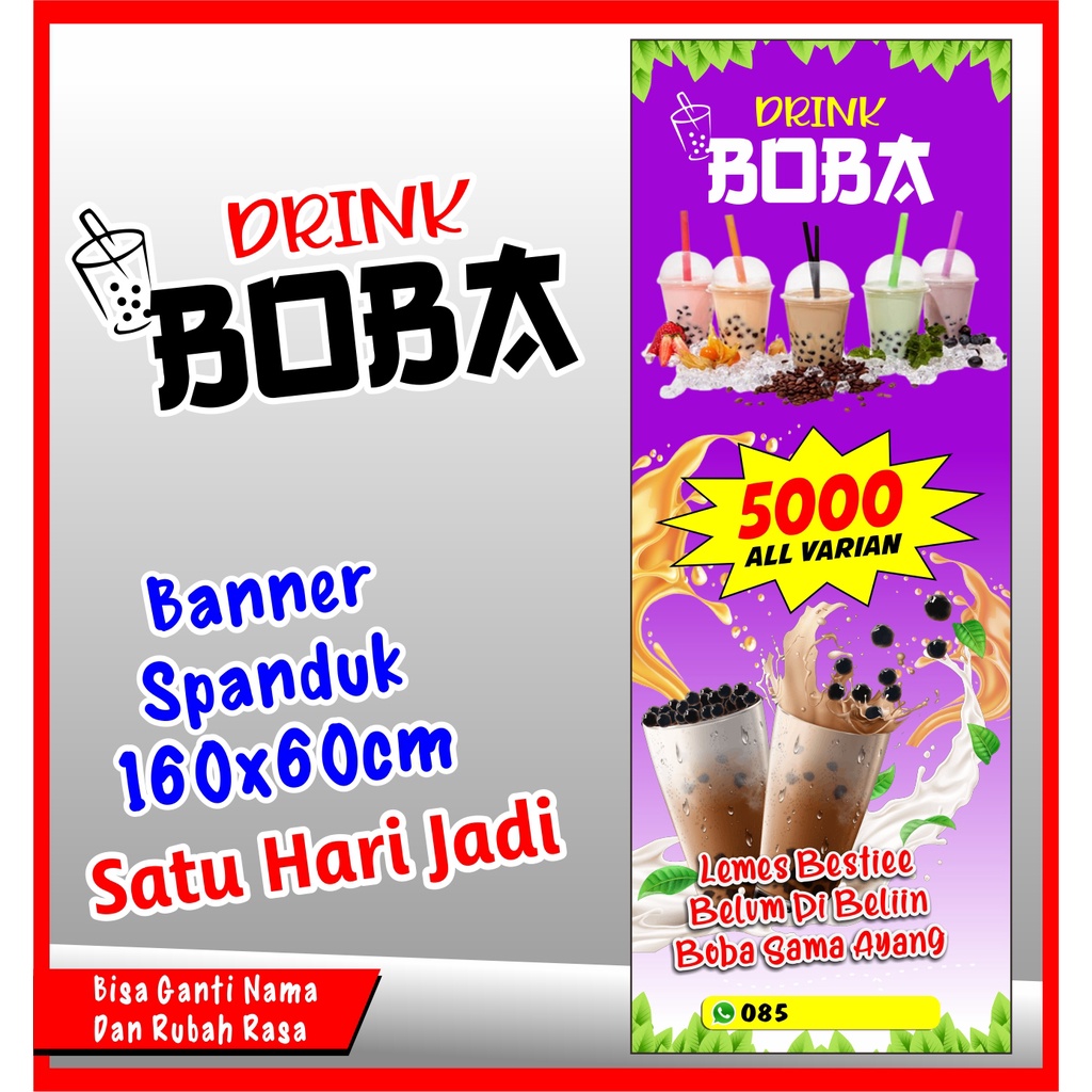 Jual Banner Boba, Spanduk minuman BOBA 160X60cm COD | Shopee Indonesia