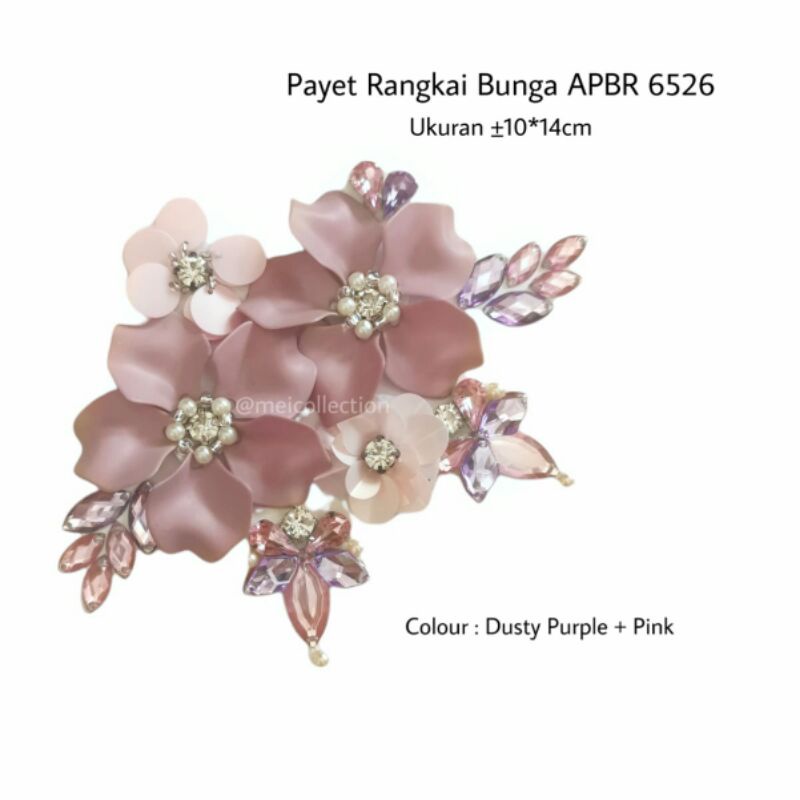Jual payet bunga 3d rangkai APBR 6526 dusty purple pink bisa req jadi ...