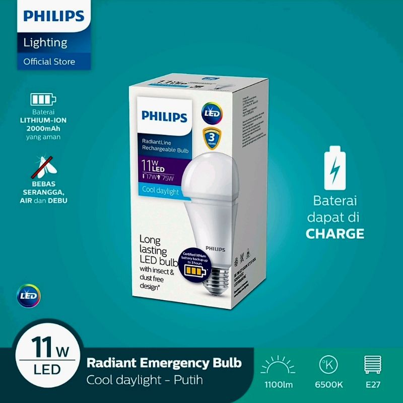 Jual Philips Radiant Line Led Bulb Lampu Emergency Philips 11 Watt Lampu Led Emergency 11W ...