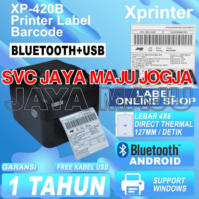 Jual XPRINTER XP 420 B + HOLDER LABEL - HITAM - BLUETOOTH USB - 203 DPI - SPEED 152 MM/S ...