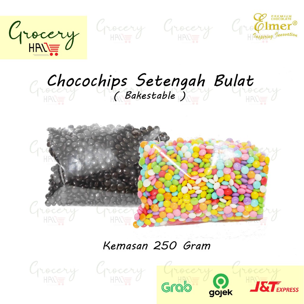 Jual CHOCO CHIPS SETENGAH BULAT ELMER 250 GR [ BAKESTABLE ] ( DARK ...