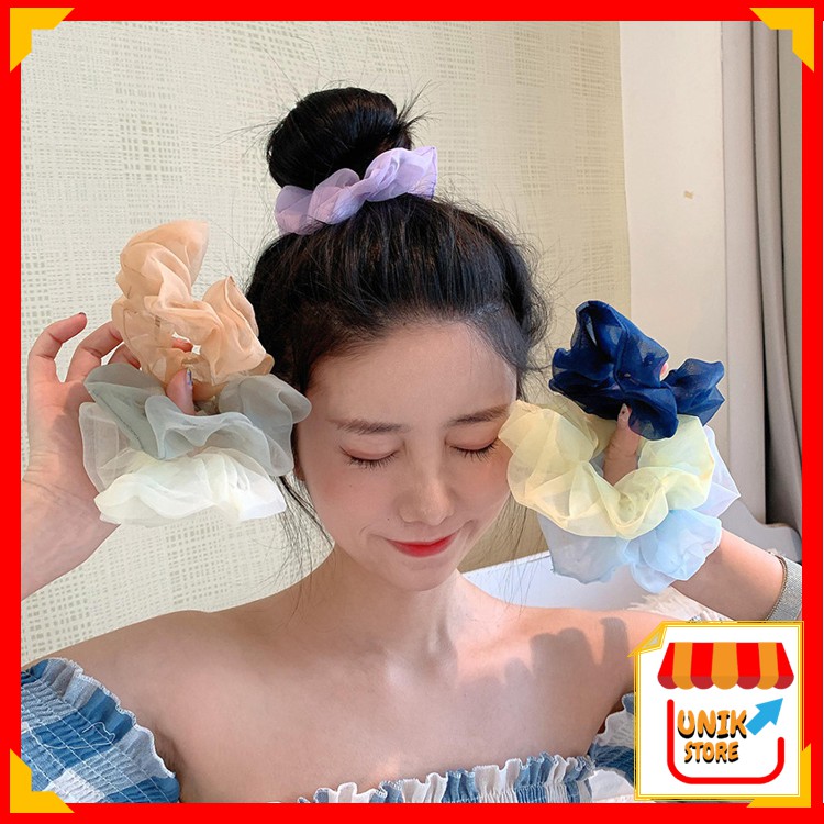 Jual UNIK - F866 Ikat Rambut Jaring Polos Scrunchie / Kuncir Rambut ...