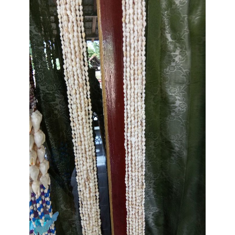 Jual Tirai kerang beras full putih 20 untai panjang 200 cm dari pengait ...