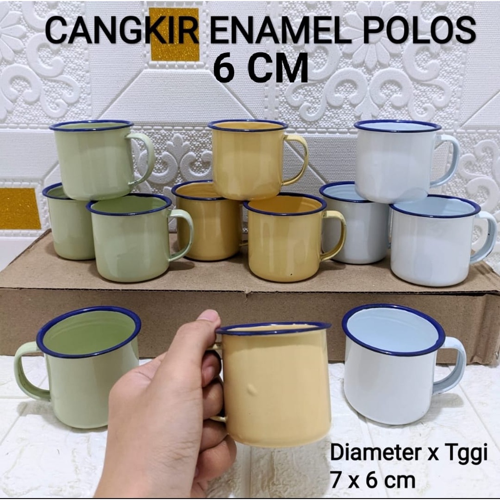 Jual Cangkir Seng Enamel Polos & Warna Ukuran 6CM & 7Cm | Shopee Indonesia