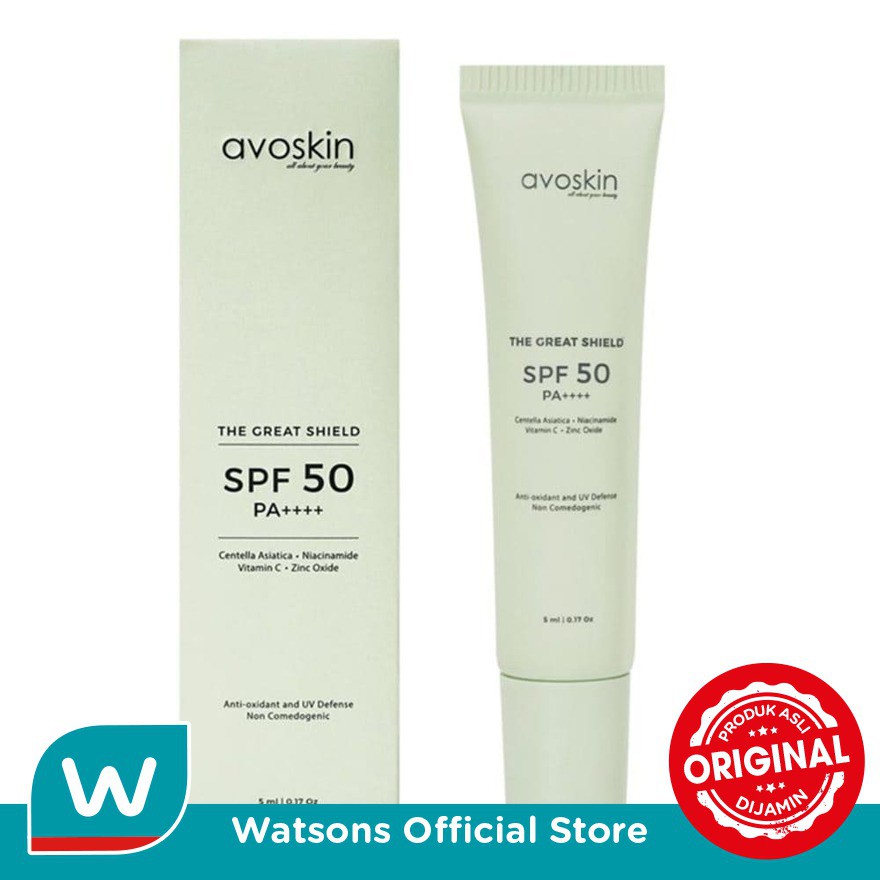 Jual Avoskin The Great Shield Sunscreen SPF 50 PA++++ (Green) 5ml ...