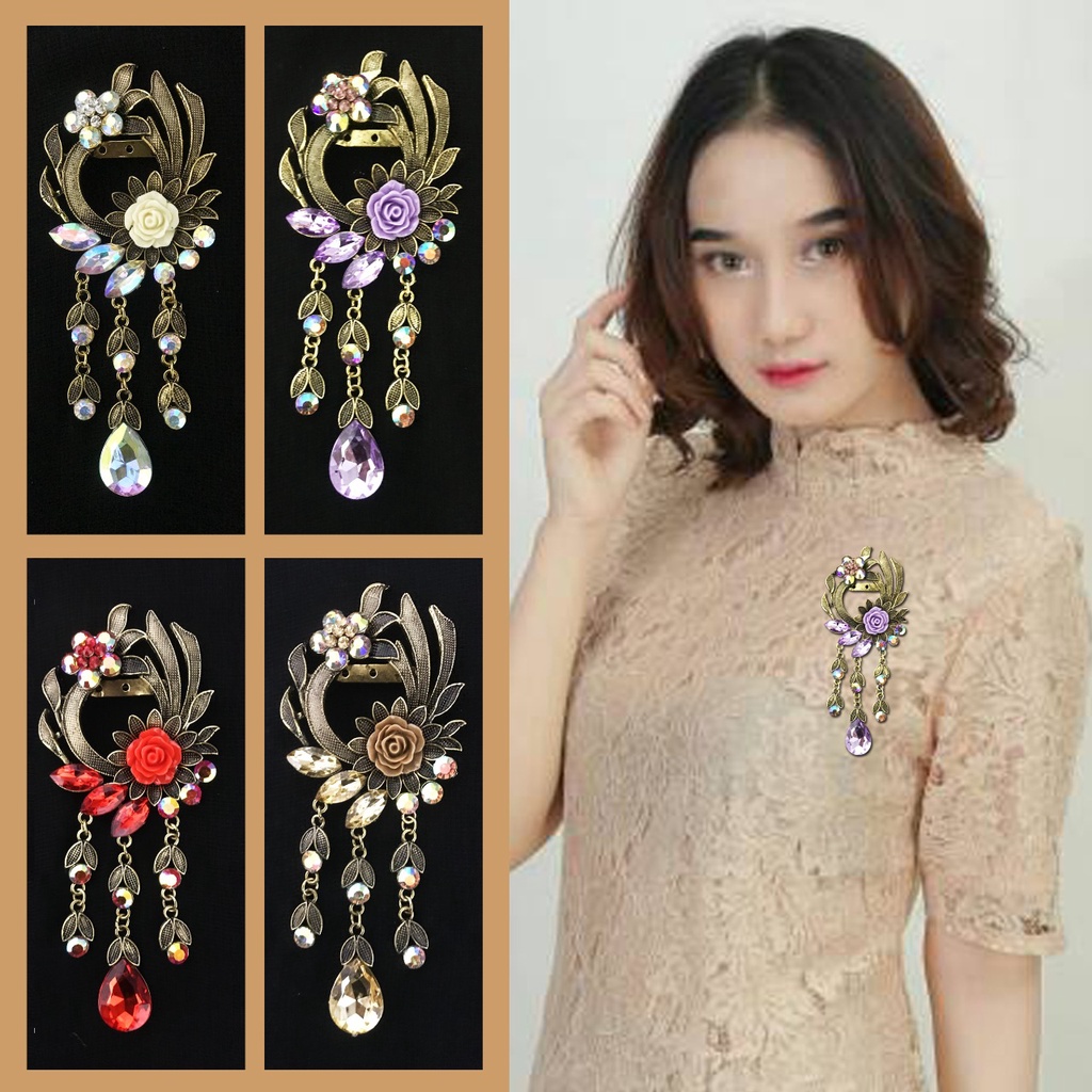 Jual TERBARU - BROS KEBAYA (BERBAGAI MODEL) PANJANG MOTIF BUNGA / BROS KEBAYA / AKSESORIS HIJAB ...