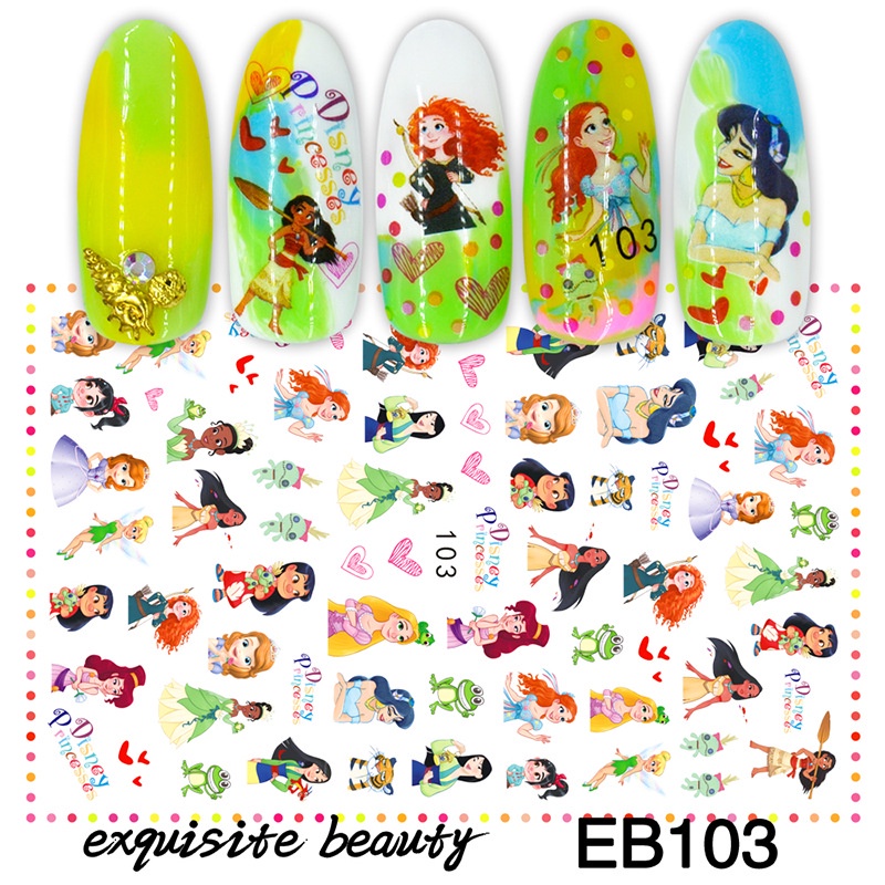 Jual Cute Disney Princesses Moana Sofia Jasmine Ultra Thin Nail Sticker Stiker Kuku Karakter ...