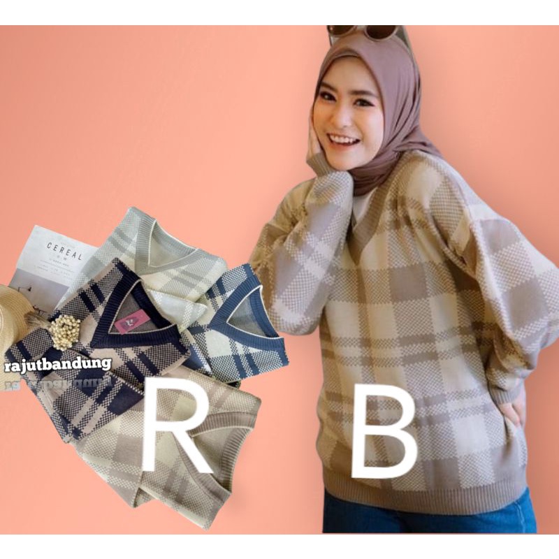 Jual BIG SIZE SWEATER RAJUT KOREA ATASAN LIDYA DANIRA OVERSIZE MOTIF ...