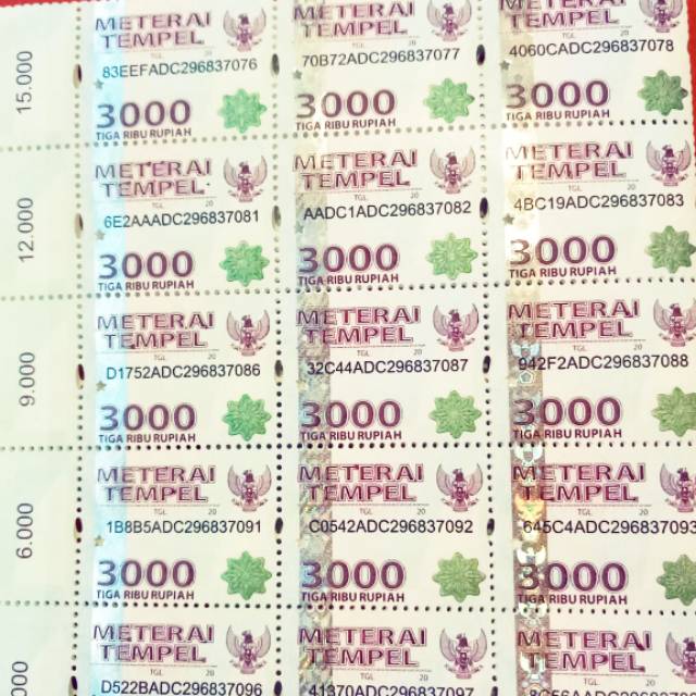 Jual Materai @3000 Original 15lembar isi 250 pcs | Shopee Indonesia